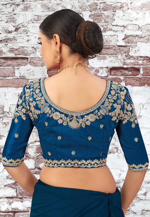Buy Embroidered Art Silk Blouse in Teal Blue Online : ULJ8 - Utsav Fashion