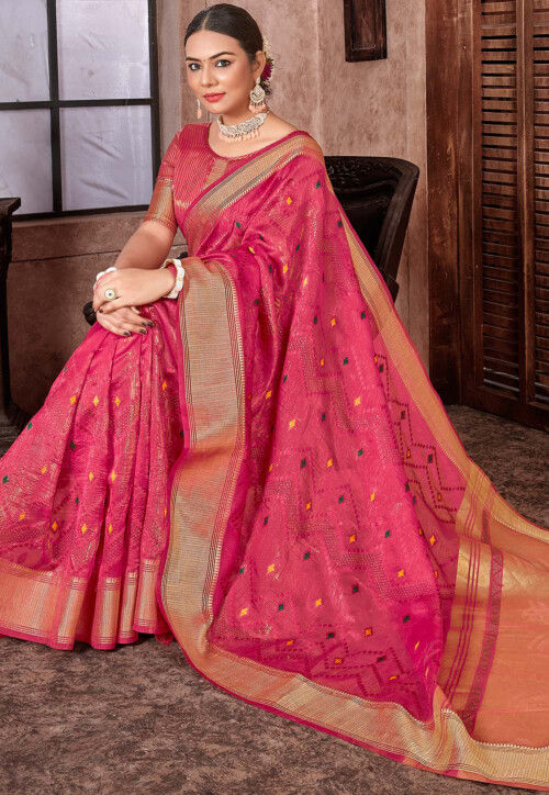 Buy Embroidered Art Silk Saree in Pink Online : STKA530 - Utsav Fashion