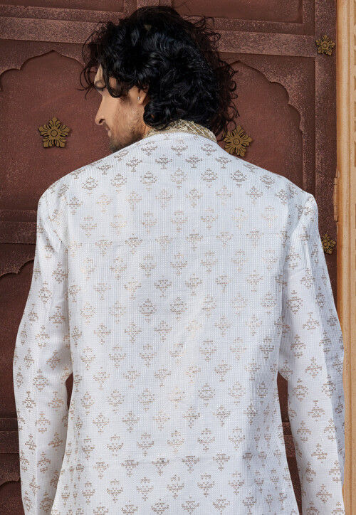 Buy Embroidered Art Silk Sherwani in Off White Online : MUX1846 - Utsav ...