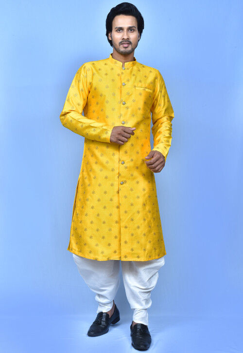 Buy Embroidered Art Silk Sherwani in Yellow Online : MTX2812 - Utsav ...
