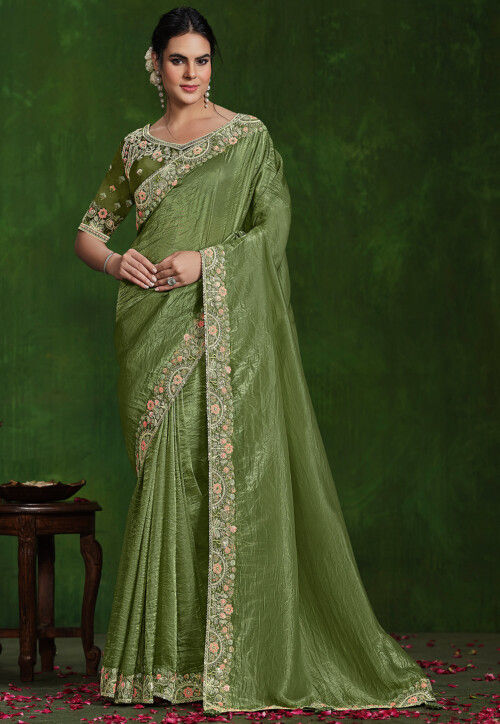 green border saree