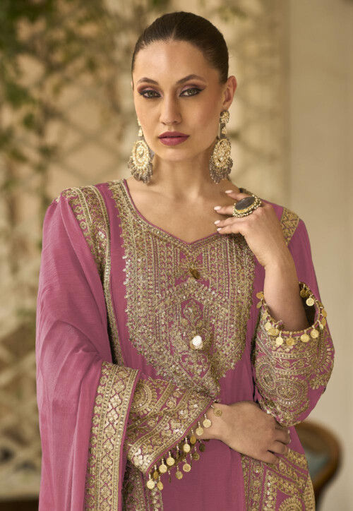 Buy Embroidered Chinon Chiffon Pakistani Suit in Pink Online : KCH13953 ...
