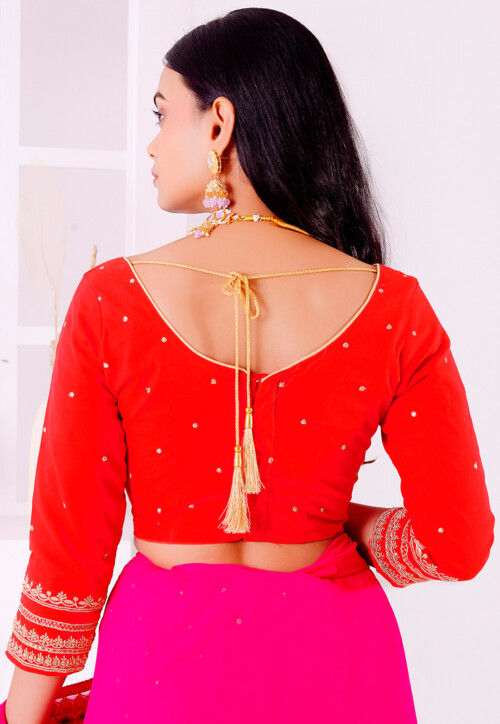 Buy Embroidered Cotton Blouse in Red Online : UVE253 - Utsav Fashion