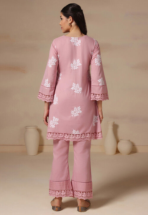 Buy Embroidered Cotton Silk Pakistani Suit in Peach Online : KPK364 ...