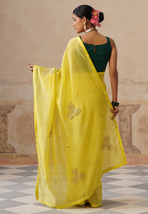 Buy Embroidered Cotton Silk Saree in Light Green Online : SAP401 ...