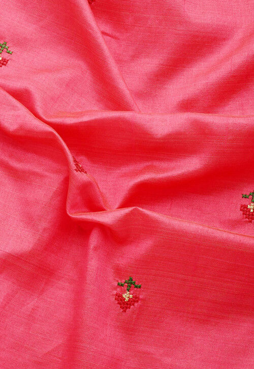 Buy Embroidered Cotton Silk Saree in Pink Online : SQE966 - Utsav Fashion