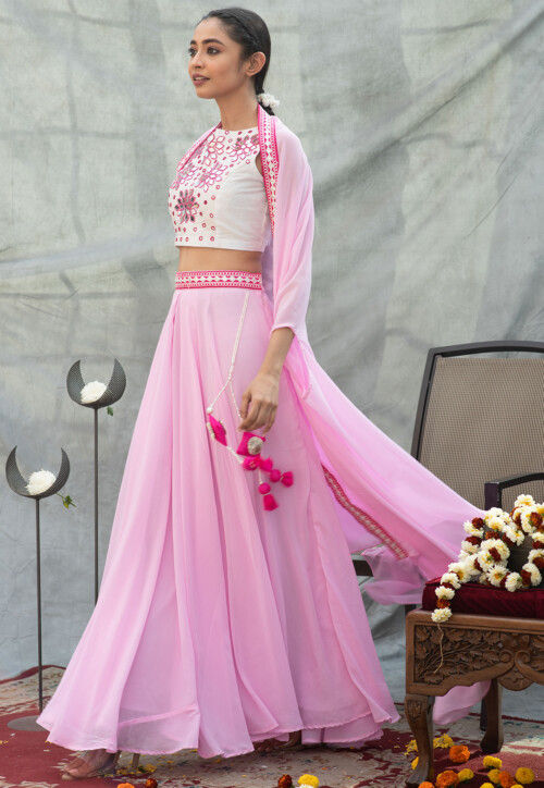 Buy Embroidered Georgette Lehenga in Light Pink Online : LVK2 - Utsav ...