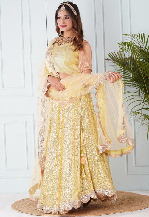 Buy Embroidered Georgette Lehenga in Light Yellow Online : LJN1648 ...