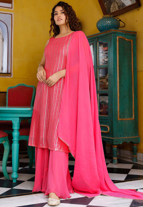 Buy Embroidered Georgette Pakistani Suit in Peach Online : KJN4285 ...