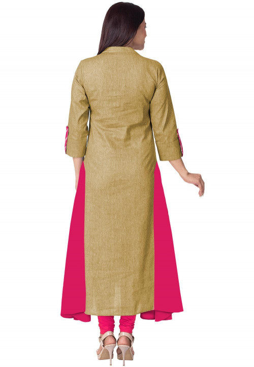 Buy Embroidered Linen Cotton a Line Suit in Beige Online : KUX326 ...