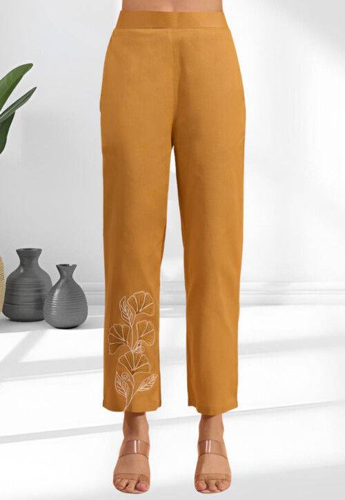 Buy Embroidered Linen Cotton Co Ord Set in Orange Online : TFC83 ...