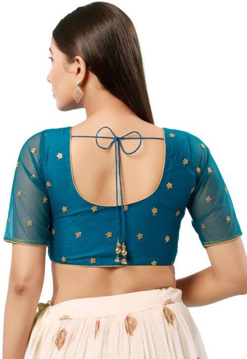 Buy Embroidered Net Blouse in Blue Online : USU218 - Utsav Fashion