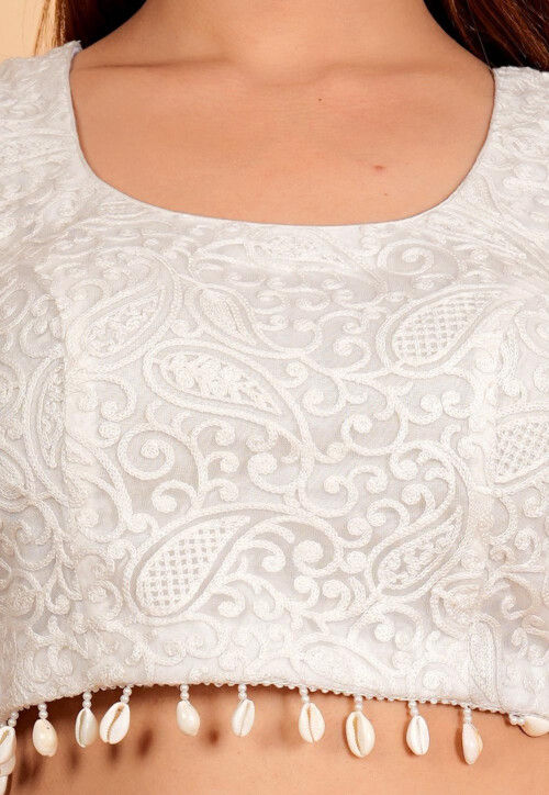 Buy Embroidered Net Blouse in White Online : DBU1017 - Utsav Fashion