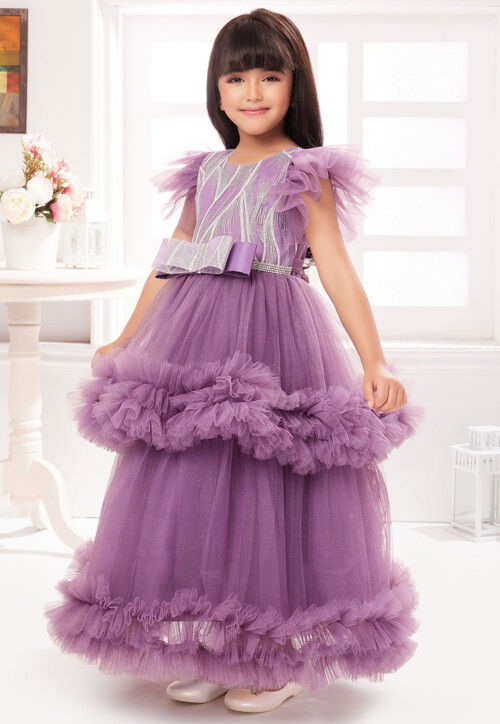 Buy Embroidered Net Gown in Purple Online : UKU1649 - Utsav Fashion