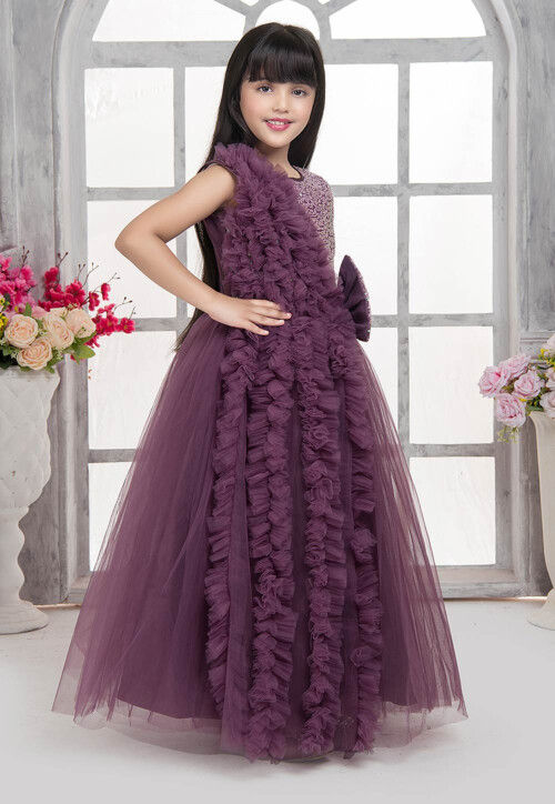 Buy Embroidered Net Gown in Purple Online : UKU1683 - Utsav Fashion