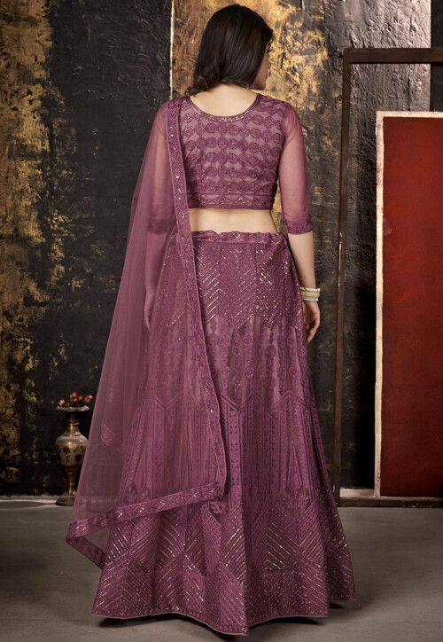 Buy Embroidered Net Lehenga in Light Purple Online : LQY1151 - Utsav ...