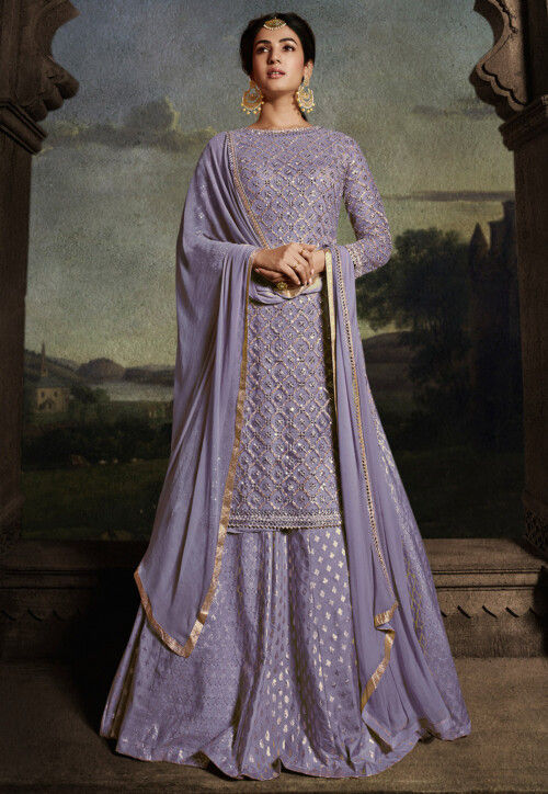 Buy Embroidered Net Lehenga in Purple Online : LPK173 - Utsav Fashion