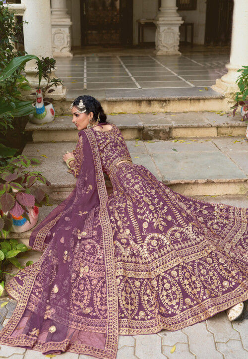 Buy Embroidered Net Lehenga in Purple Online : LRB240 - Utsav Fashion