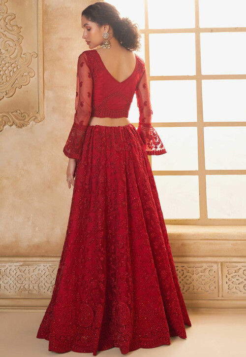 Buy Embroidered Net Lehenga in Red Online : LCC3453 - Utsav Fashion