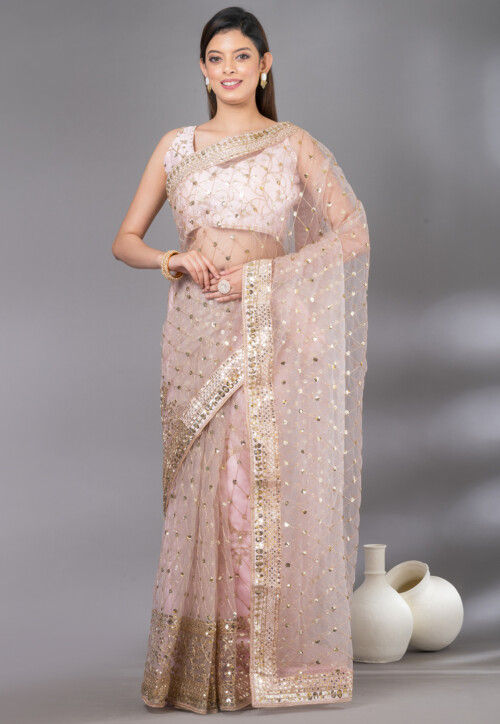 Buy Embroidered Net Saree in Pink Online : SPTA13207 - Utsav Fashion