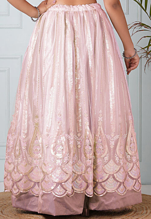 Buy Embroidered Net Skirt in Baby Pink Online : BNJ1246 - Utsav Fashion