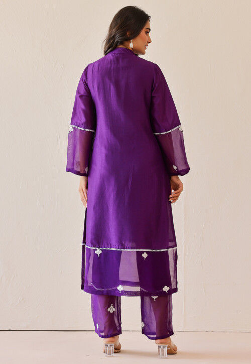 Buy Embroidered Pure Silk Pakistani Suit in Purple Online : KJY920 ...