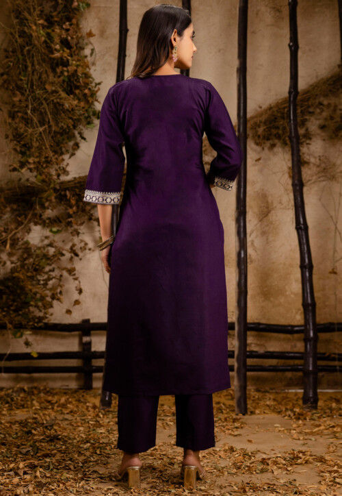 Buy Embroidered Rayon Pakistani Suit in Dark Purple Online : KJG667 ...