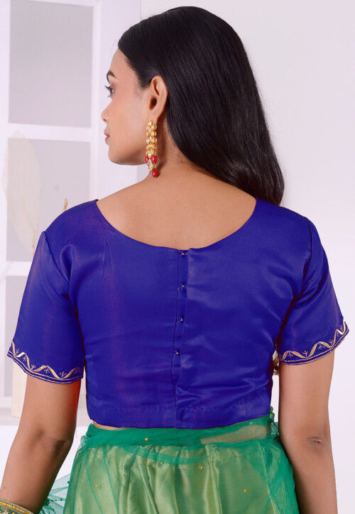 Buy Embroidered Satin Silk Blouse in Royal Blue Online : UVE306 - Utsav ...