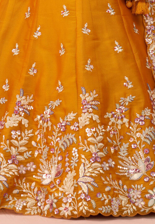 Buy Embroidered Tissue Lehenga in Mustard Online : LCZ783 - Utsav Fashion