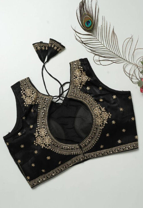 Buy Embroidered Tissue Silk Blouse in Black Online : UXC1071 - Utsav ...