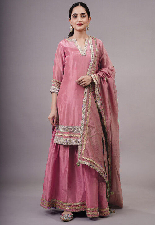 Buy Embroidered Uppada Silk Pakistani Suit in Old Rose Online : KUR671 ...