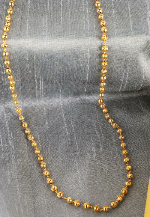 Golden Polished Beaded Neck Chain : JUY938