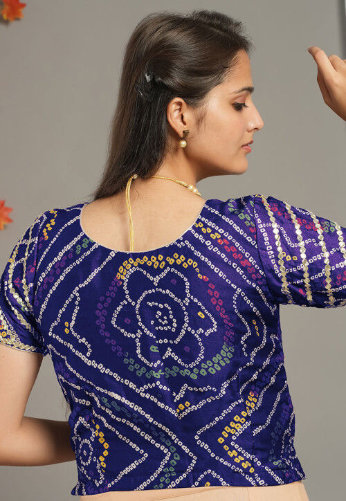 Buy Gota Patti Crepe Blouse in Royal Blue Online : DBU1079 - Utsav Fashion