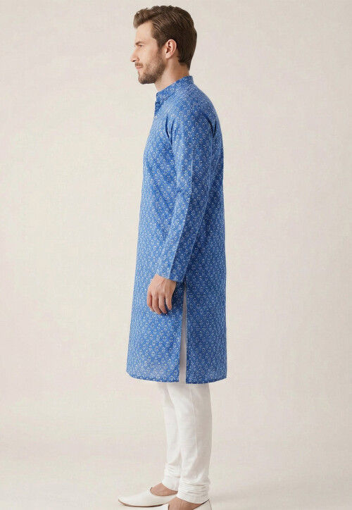 Buy Hand Block Printed Cotton Kurta Set in Blue Online : MTE2891 ...