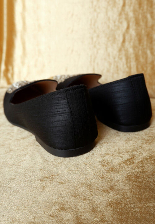 Buy Hand Embroidered Art Silk Men Mojari in Black Online : JJM226 ...