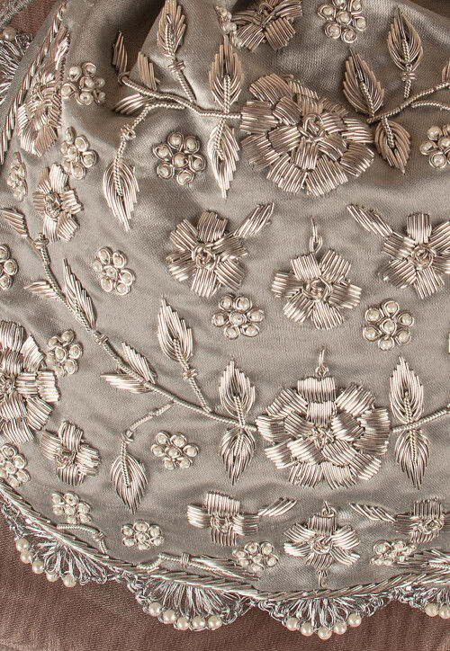 Buy Hand Embroidered Art Silk Potli Bag in Silver Online : DMQ192 ...