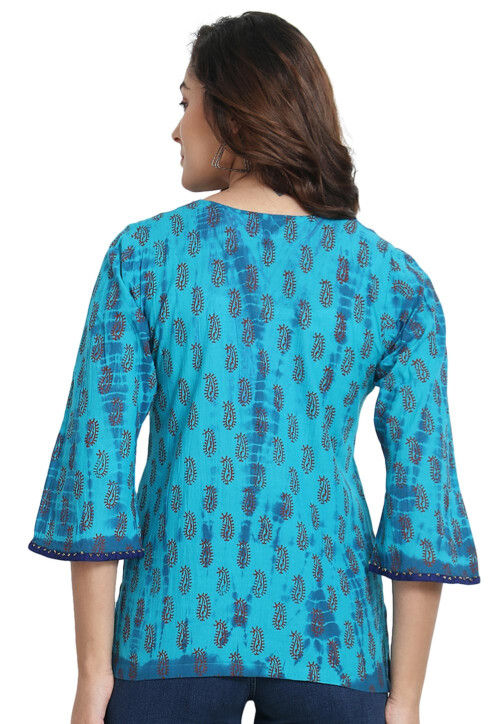 Buy Handloom Pure Cotton Top in Blue Online : TCY199 - Utsav Fashion