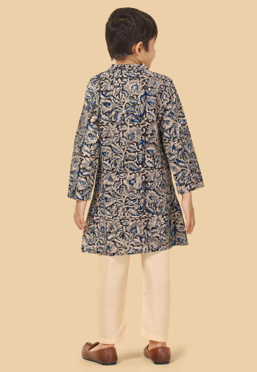 Buy Kalamkari Print Cotton Kurta Set in Brown Online : UNH83 - Utsav ...