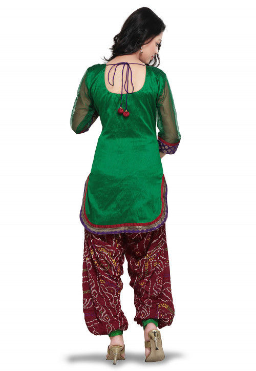 Buy Plain Straight Cut Brocade Suit in Green Online : KJN798 - Utsav ...