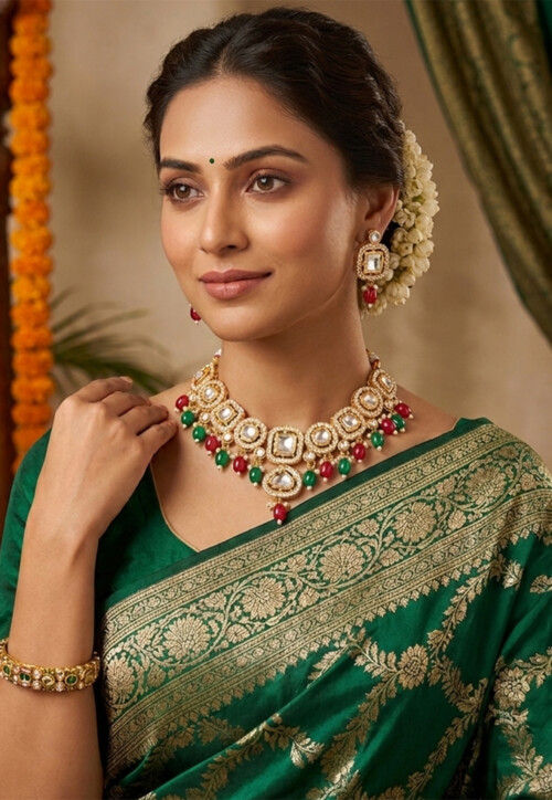 Buy Kundan Studded Choker Necklace Set Online : JMY2087 - Utsav Fashion