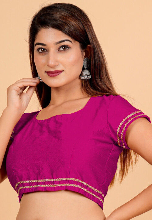 Buy Lace Embellished Art Silk Blouse in Fuchsia Online : DBU1030 ...
