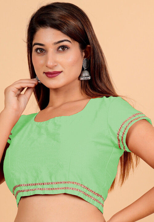 Buy Lace Embellished Art Silk Blouse in Pastel Green Online : DBU1032 ...