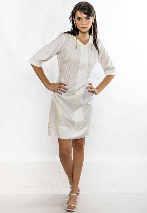 Buy Lace Embellished Pure Cotton Aline Dress in White Online : TFR437 ...