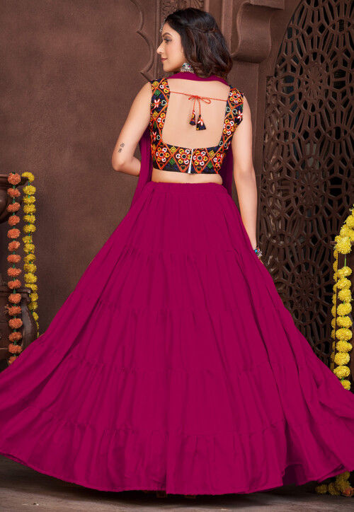 Buy Navratri Special Crepe Lehenga in Magenta Online : LJA438 - Utsav ...