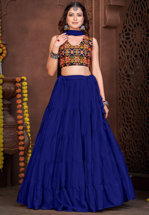 Buy Navratri Special Crepe Lehenga in Royal Blue Online : LJA437 ...