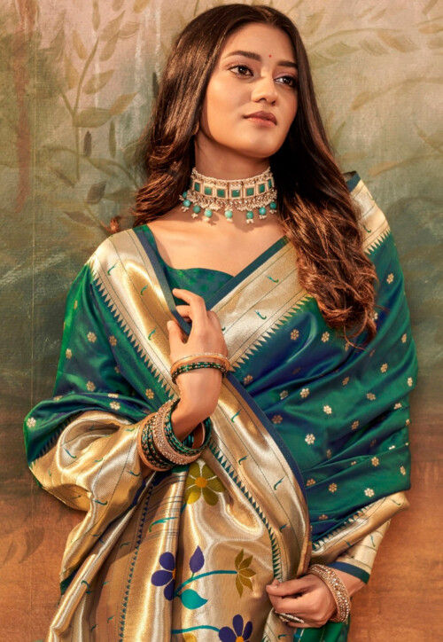 Buy Paithani Saree in Green Online : SAAA232 - Utsav Fashion