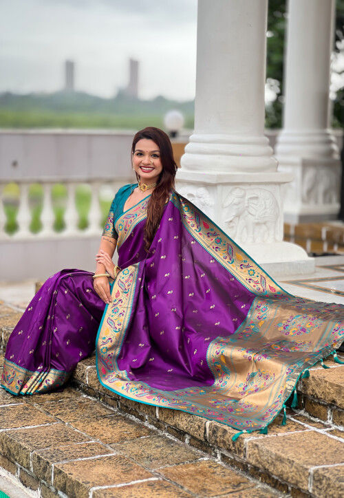 Buy Paithani Saree in Violet Online : SPF16527 - Utsav Fashion