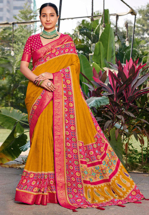 Buy Patola Saree in Mustard Online : STUA51 - Utsav Fashion