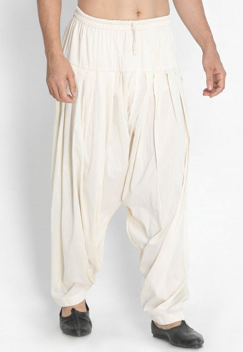 Buy Plain Cotton Silk Salwar in Cream Online : MTR1823 - Utsav Fashion