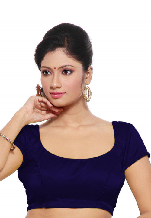 Buy Plain Satin Blouse in Navy Blue Online : UUX12 - Utsav Fashion